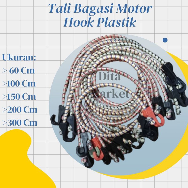 Jual TALI PENGIKAT IKAT BARANG 3 METER HOOK PLASTIK / KARET BAWAAN ...