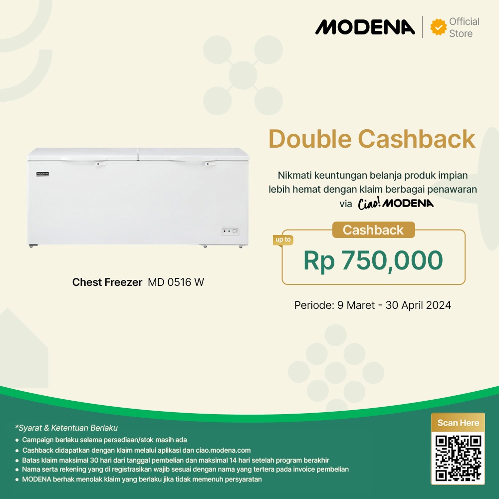 Jual MODENA Chest Freezer - MD 0516 W | Shopee Indonesia