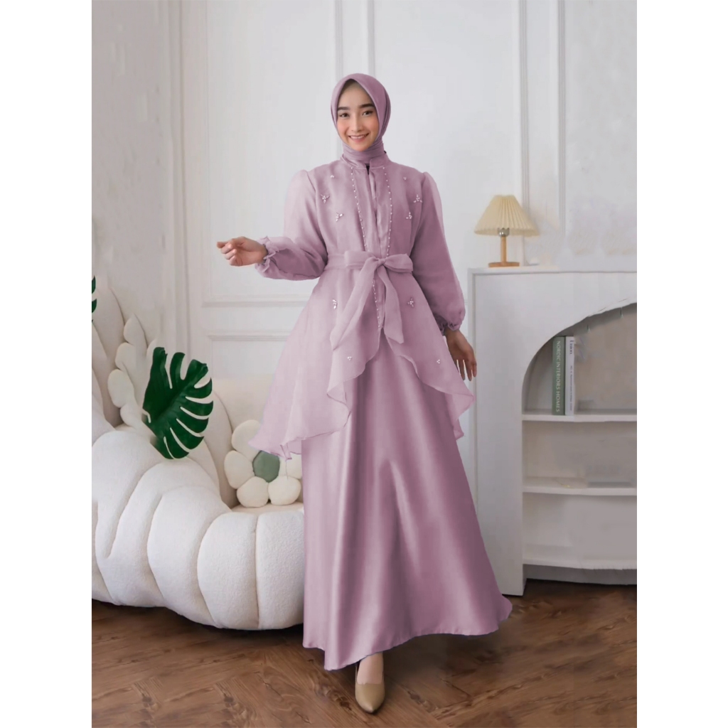 Jual Spesial Gamis Lebaran 2024 - Gamis Satin Velvet Halus Mix Organza ...