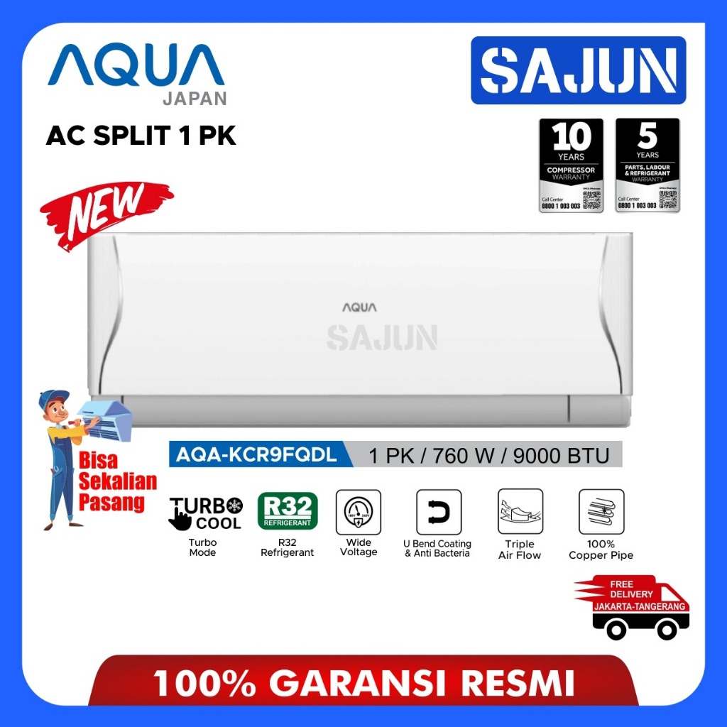 Jual AQUA AC Split Standard Turbo Cool 1 PK AQA-KCR9FQDL / KCR09FQDL | Shopee Indonesia