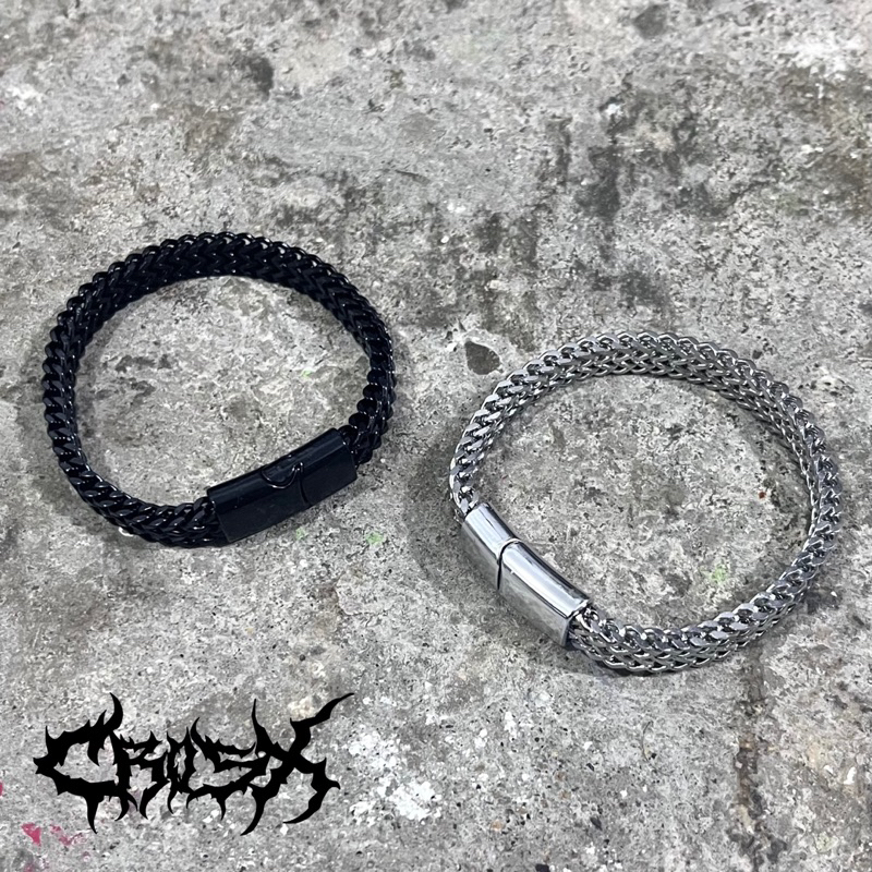 Jual HAUM BRACELET / GELANG RANTAI STRAP MAGNET SILVER DOUBLE LAYER ...