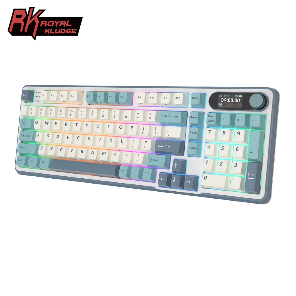 Jual Royal Kludge RK S98 White Blue Light Could 98 Key Gaming Keyboard ...