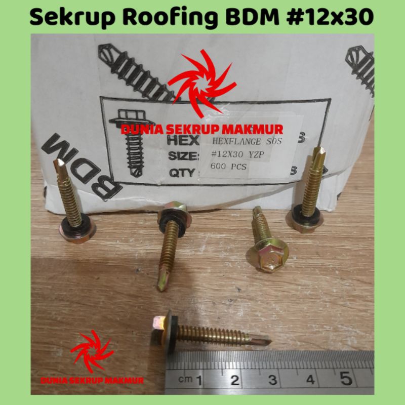 Jual (50 pcs) Sekrup Roofing Kuning #12x30 / Baut Baja Ringan 3CM ...