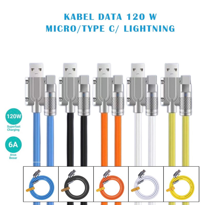 Jual Kabel Data Silikon 120W 6A Suport Fast Charging dan Vooc USB Type ...