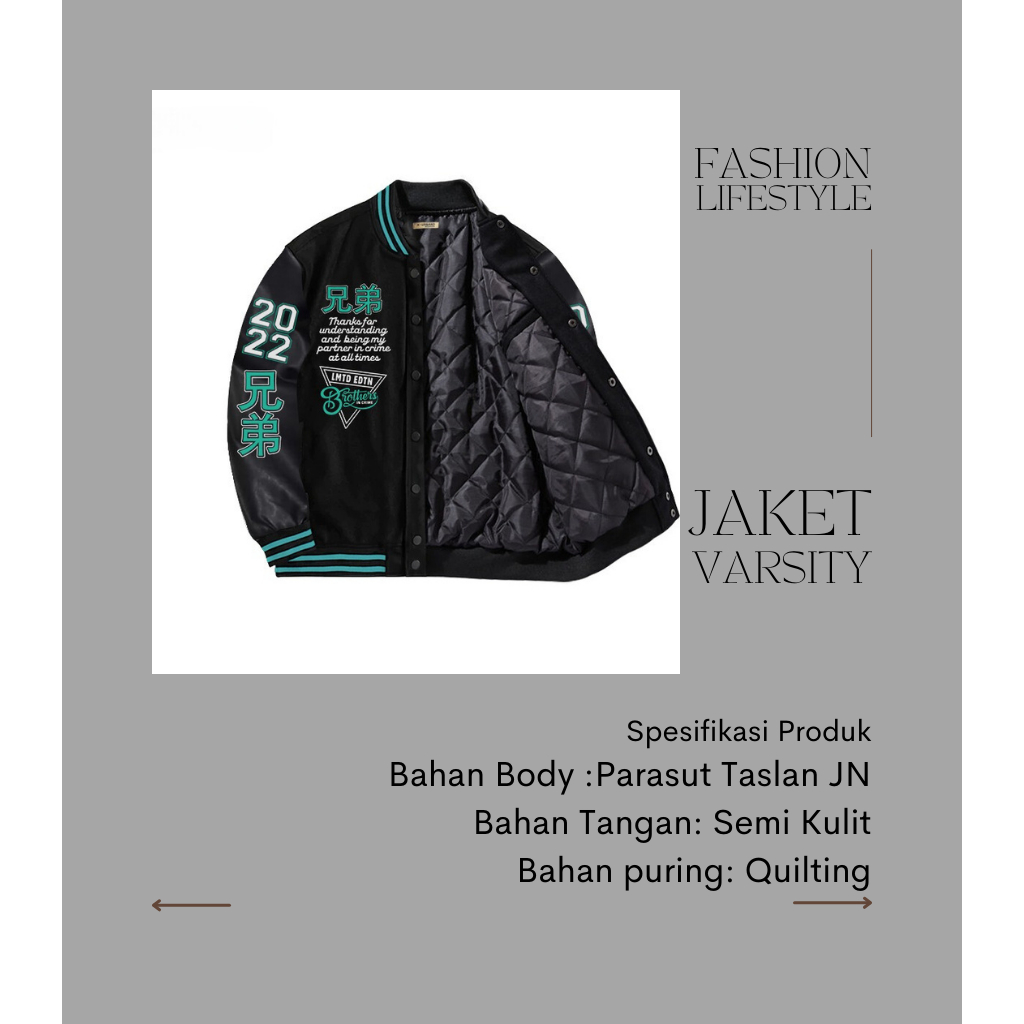 Jual Jaket Pria Wanita Model Varsity Baseball Bahan Parasut Taslan Jn ...