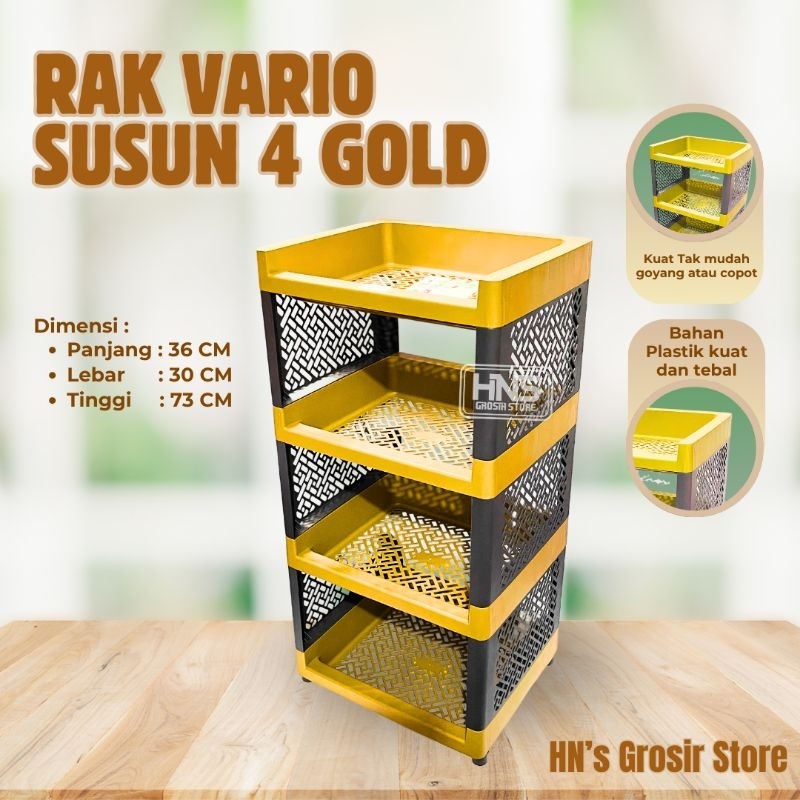 Jual Rak buku plastik susun 4 besar vario warna gold bisa bongkar ...