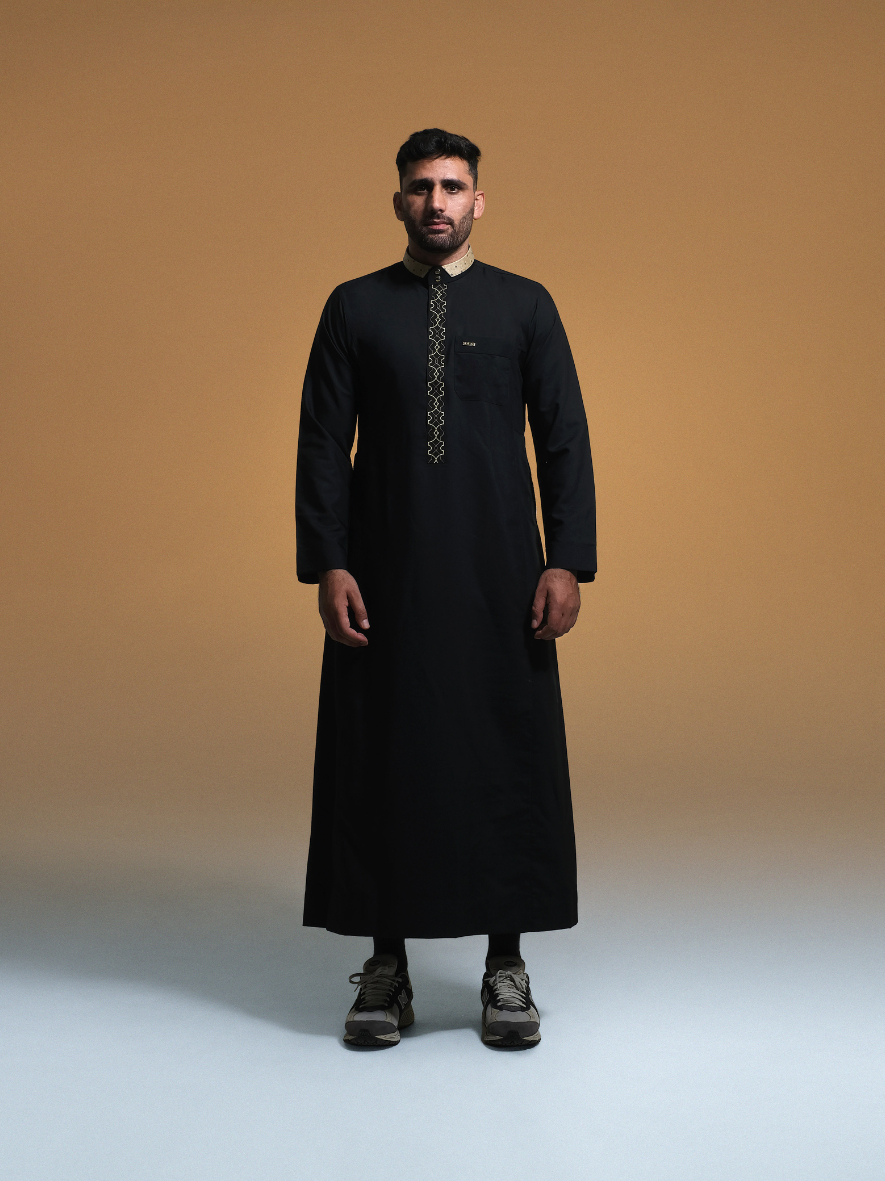 Jual SHAHAMA THOBE PREMIUM LUXURY PREMIUM EMBROIDERY SH-112 BLACK ...