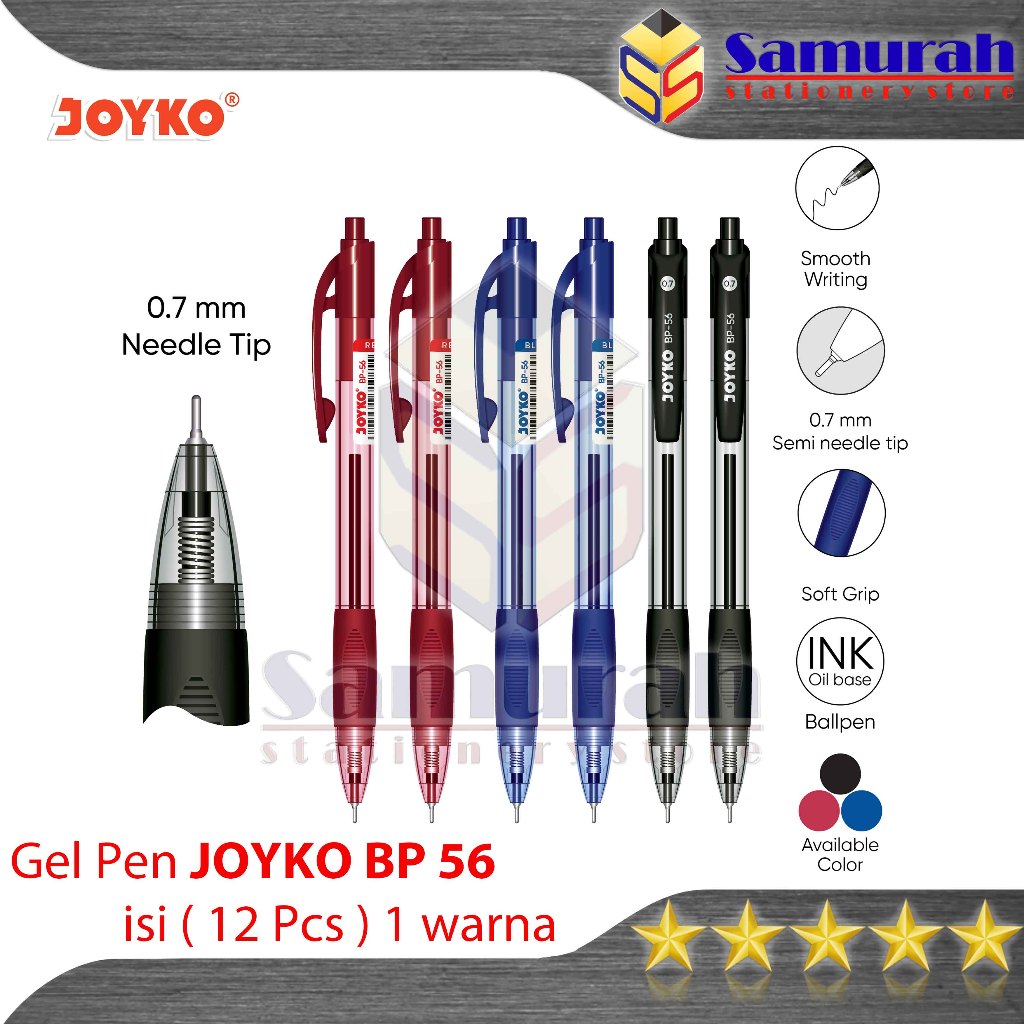 Jual Pulpen Joyko Cetek BP 56 / Ball Pen BP-56 0.7 mm Ballpen Click ...