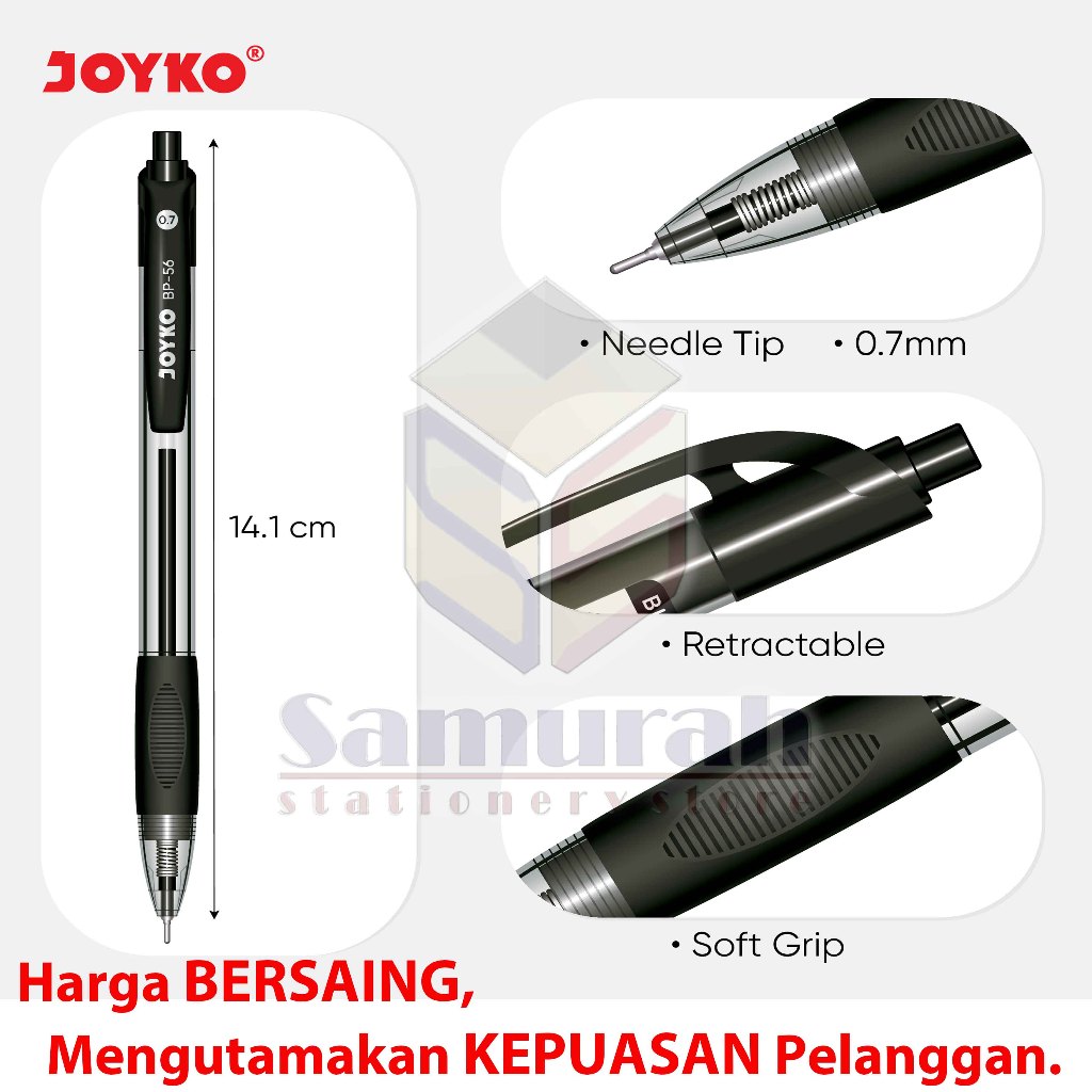 Jual Pulpen Joyko Cetek BP 56 / Ball Pen BP-56 0.7 mm Ballpen Click ...