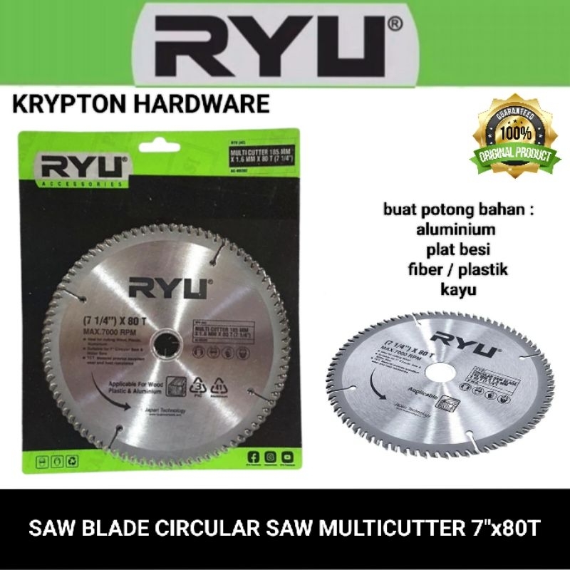 Jual ryu by tekiro mata tct saw blade / circular saw multicutter 7"x80T ...