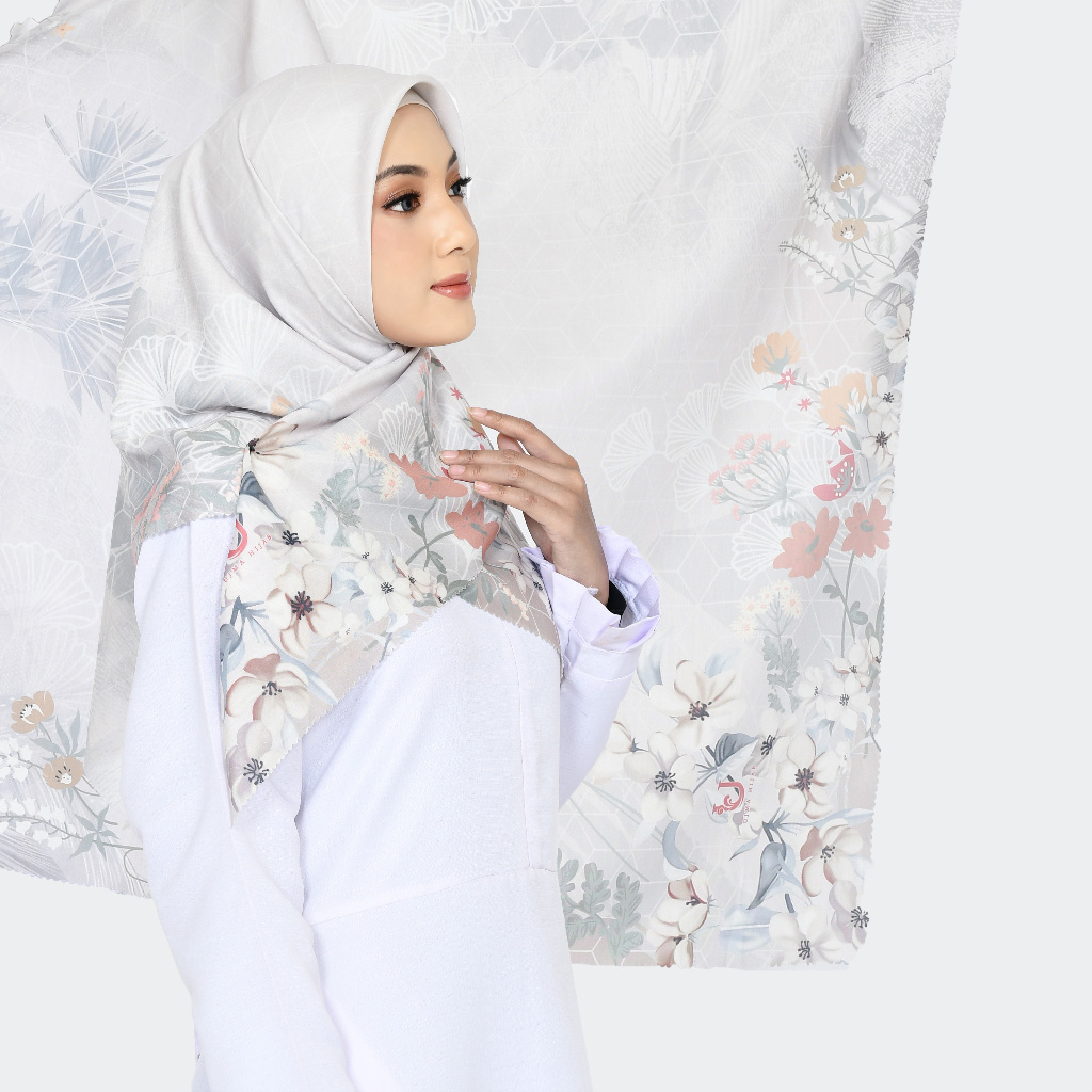 Jual Hijab Segiempat Voal Motif Tania Grey Series Terbaru Lasercut | Shopee Indonesia
