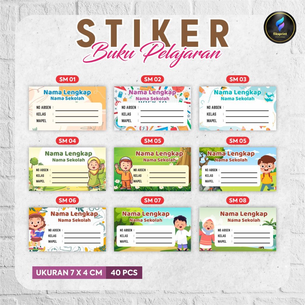 Jual Stiker Nama Anak Buku Mata Pelajaran Sekolah Botol Minuman Tempat ...