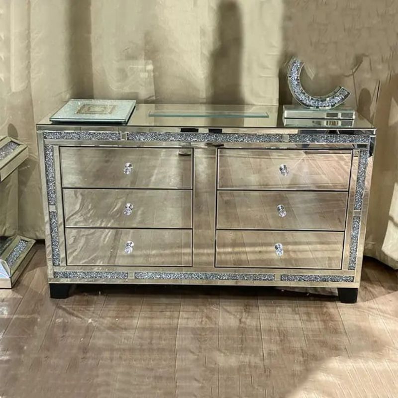 Jual Full Bevel Mirror Table Sparkable Diamond Meja Mewah Elegan ...