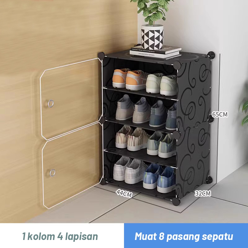Jual Rak Sepatu Susun Tertutup Tempat Sepatu Kotak Sepatu transparan ...