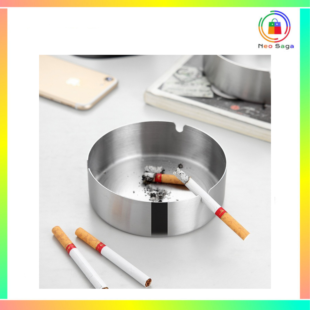 Jual Asbak Stainless Steel Bulat 8CM Ash Tray Tinggi Abu Rokok Sampah ...