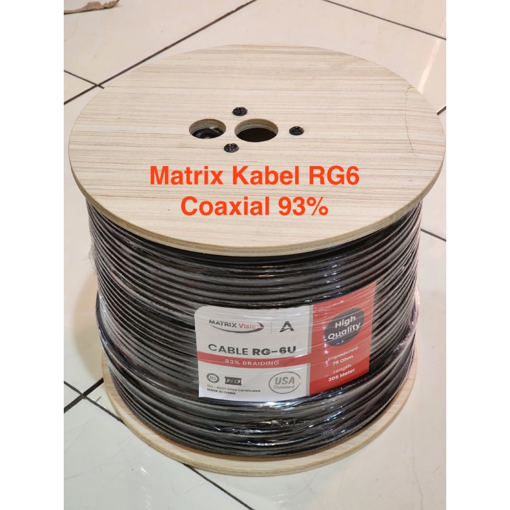 Jual Matrix Kabel RG6 93% Braided Coaxial Jaringan TV Parabola LNB Satelit Receiver Antena ...