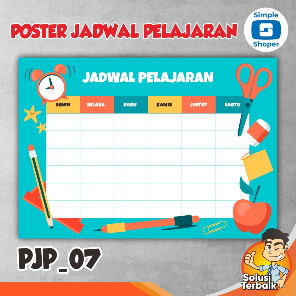 Jual Poster Jadwal Pelajaran Sekolah - Weekly Planner | Shopee Indonesia