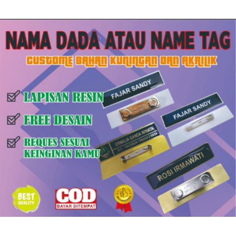Jual NAMA DADA / NAME TAG CUSTOM | Shopee Indonesia