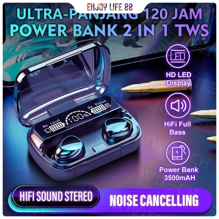 Jual M10/M19/M20PRO/M28/F9/M90PRO In Ear Headset Bluetooth Full Bass Stereo with Power Bank TWS ...