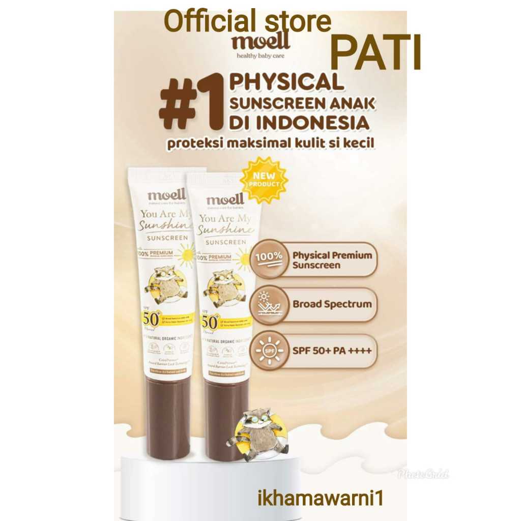 Jual Moell physical Sunscreen Anak & Bayi SPF 50+ (PA++++) 30gr - Extra ...