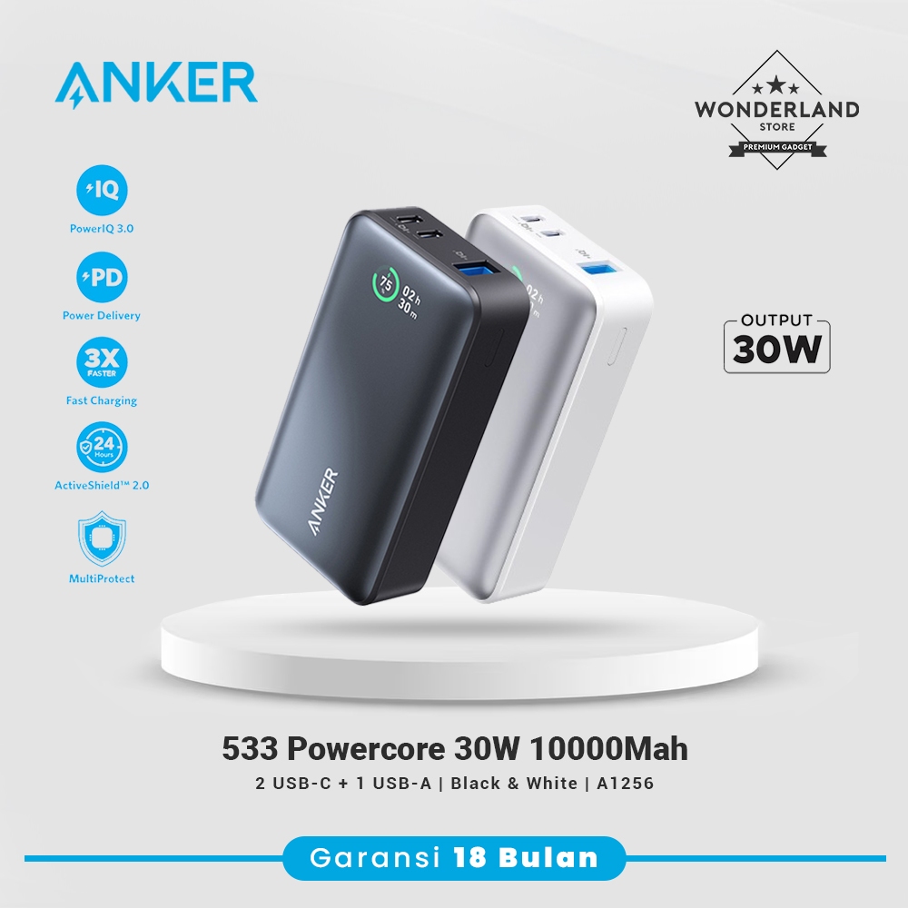 Jual Anker 533 Powercore 30W USB-C+USB-A 10000Mah PD PPS QC 3 Output A1256 - Wonderland Store ...