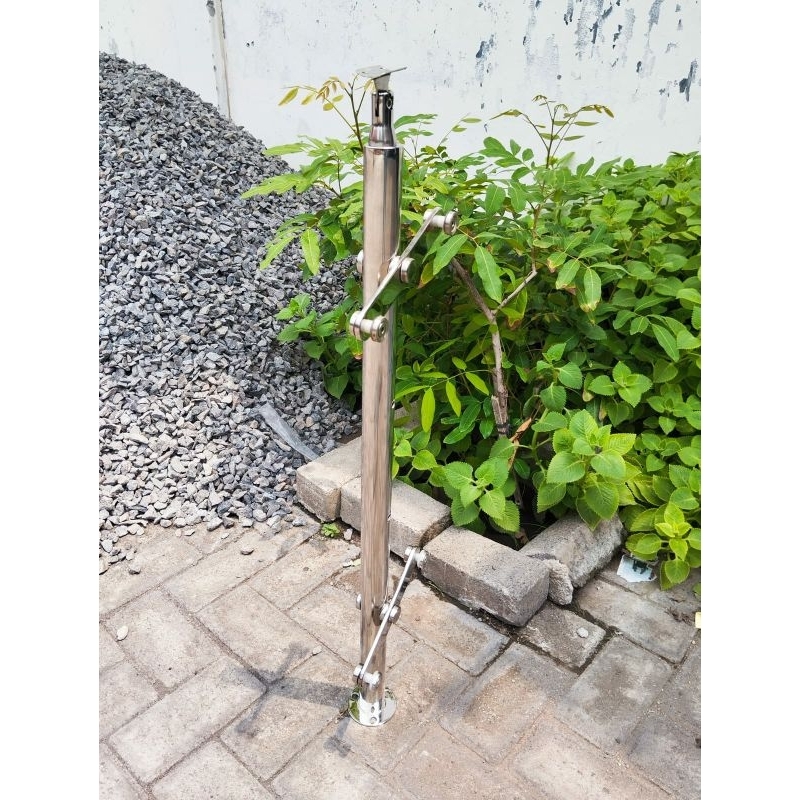 Jual Tiang railing tangga stainless termurah model pipa bulat kaca ...