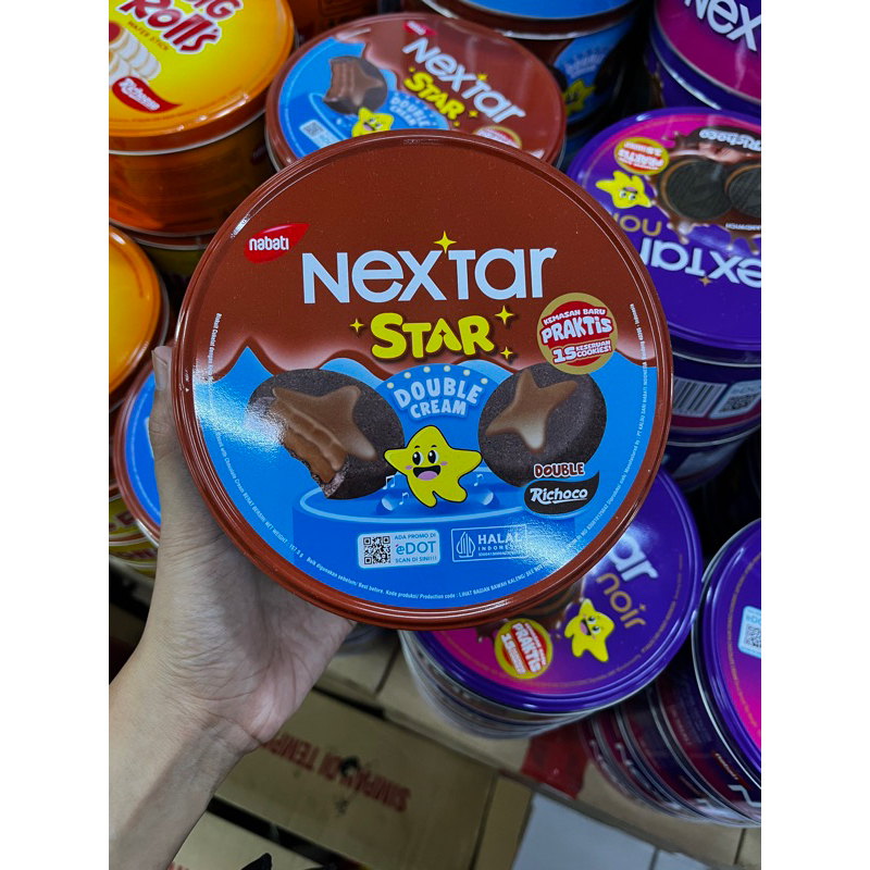 Jual Nextar Star Double Cream Chocolate 157,5gr | Kue Lebaran Kaleng ...