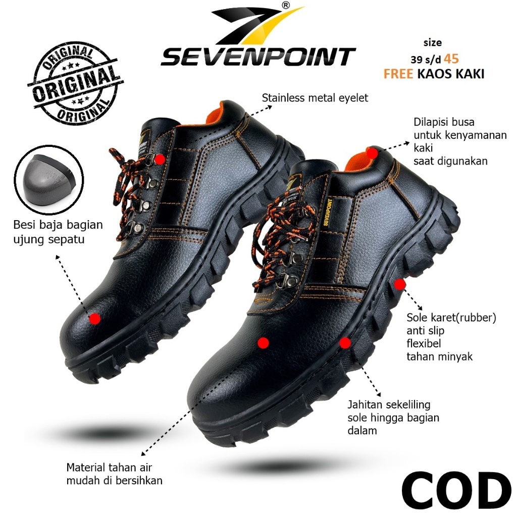 Jual Sepatu Safety Pria Original Sevenpoint Septi Cowok Cewek Ujung ...