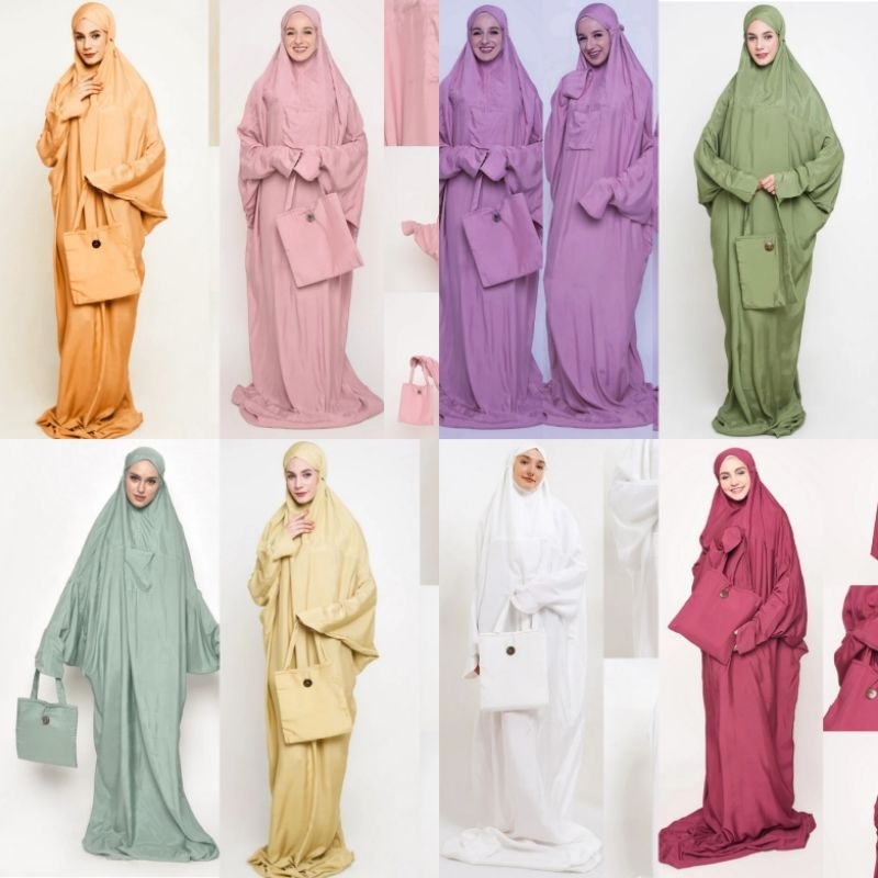 Jual Mukenah Rayon Silk Travel JUMBO ada Putih BISA SERAGAM Mukena ...