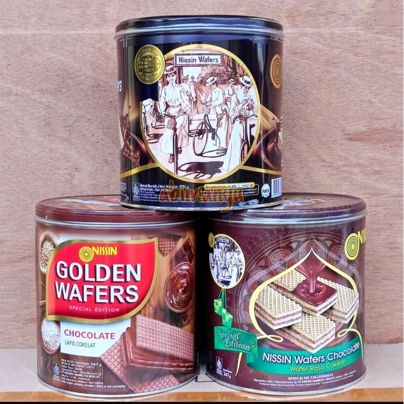 Jual NISSIN Wafers Chocolate Golden Wafers Kaleng 570Gr dan 267 Gr ...