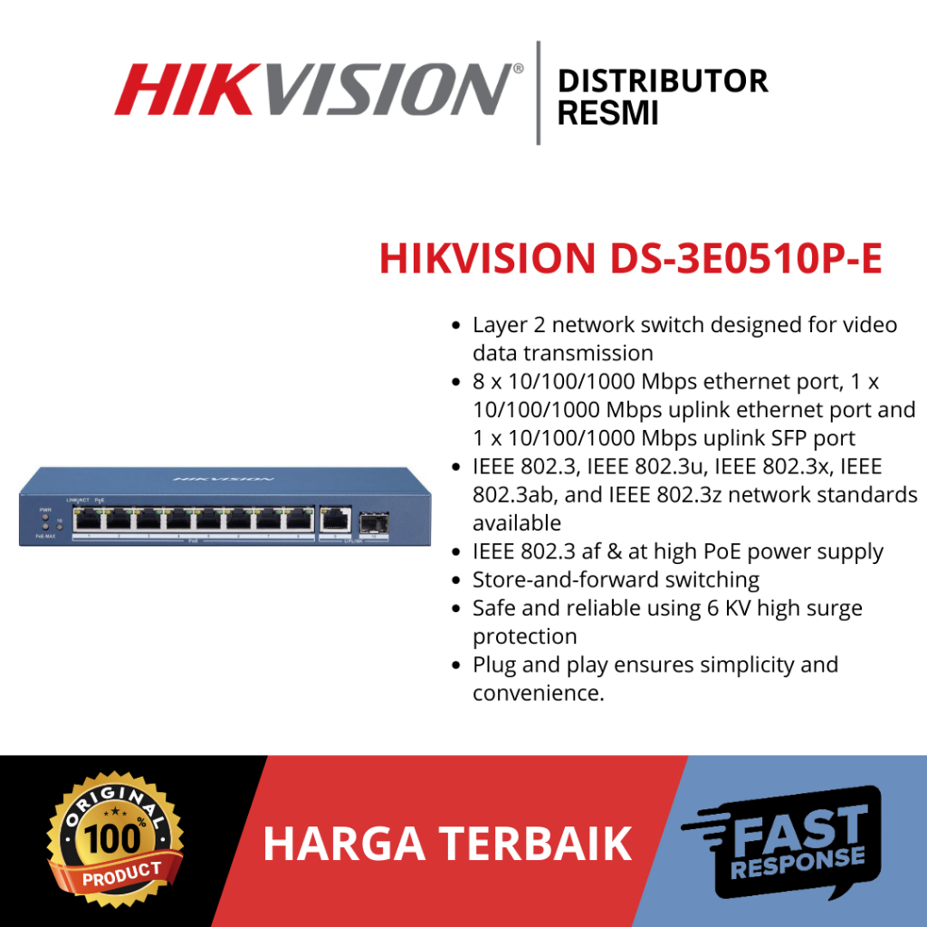 Jual SWITCH HIKVISION DS-3E0510P-E | Shopee Indonesia