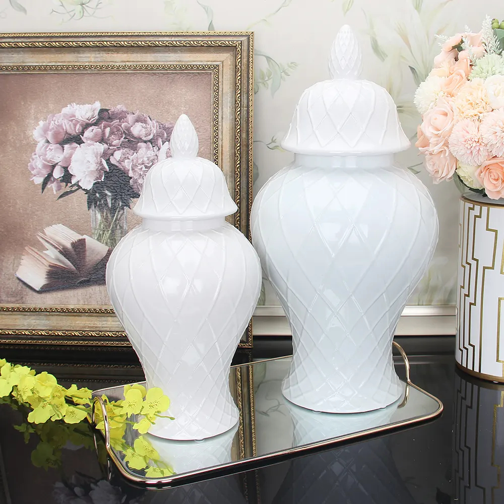 Jual Pajangan Meja Guci Minimalis / Ava White Temple Jar Vase EB Home 2671 | Shopee Indonesia