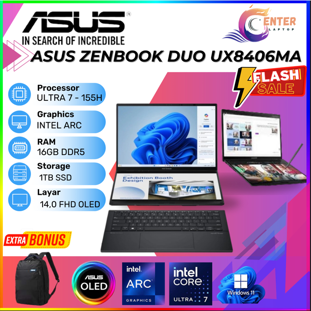 Jual ASUS ZENBOOK DUO UX8406MA AI OLED TOUCH ULTRA 7 155H 16GB 1TB DUAL ...