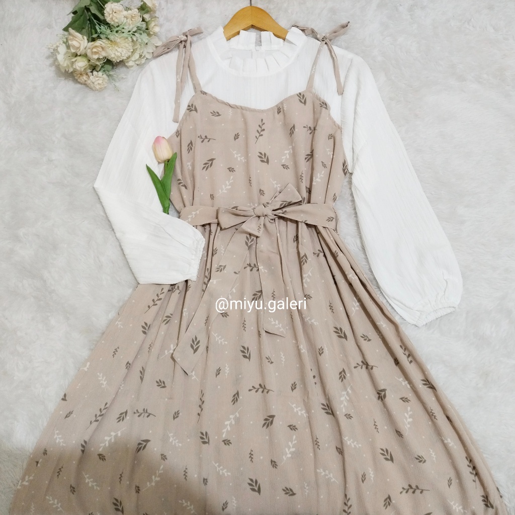 Jual Aecha Gamis Overall Crinkle mix Lady crush motif bunga cey plaid ...