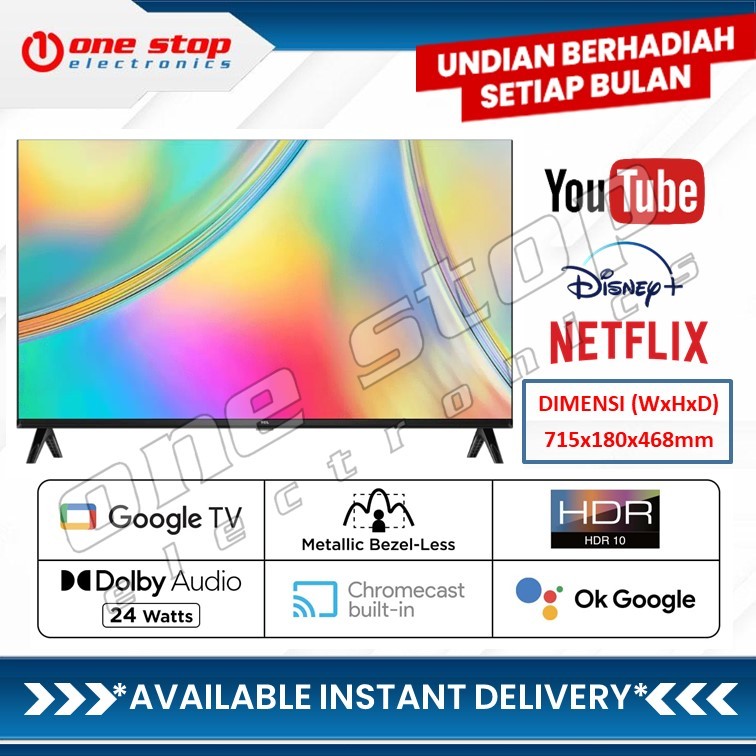 Jual TCL 32S5400 / S5400 HD Bezel-Less Design Google LED TV 32 Inch ...