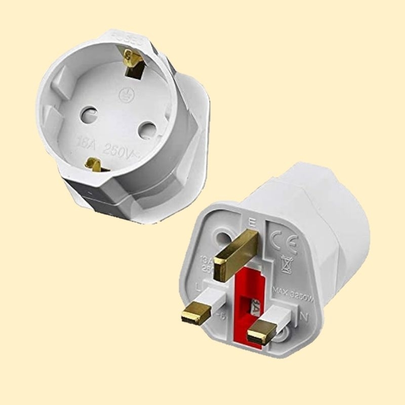Jual konverter adapter eu 2 pin to uk 3 pin plug ac colokan listrik ...