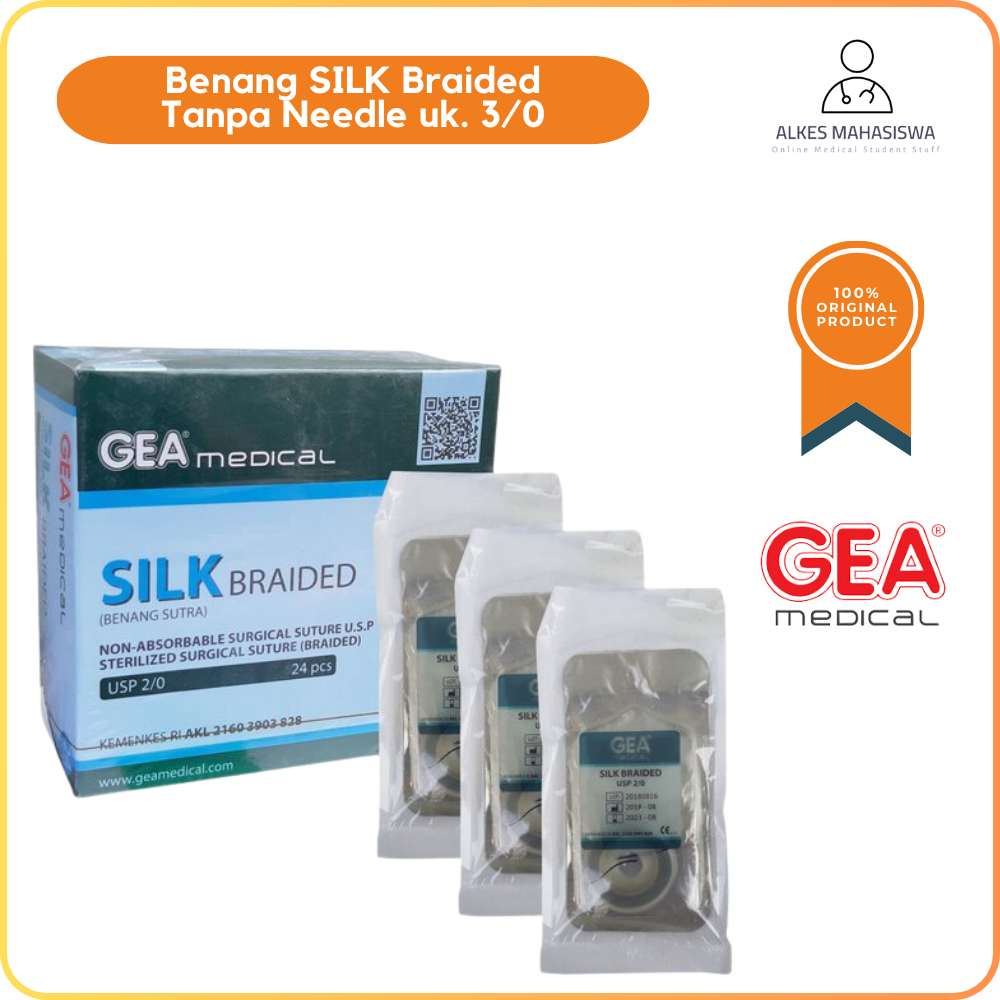 Jual Benang Silk TANPA Needle/ TANPA Jarum 3/0 GEA Medical | Shopee ...