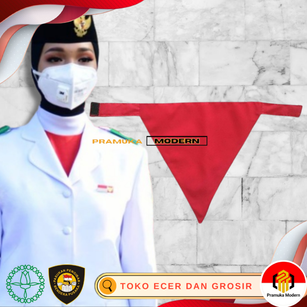 Jual syal paskibra merah polos segitiga slayer merah polos satuan murah ...