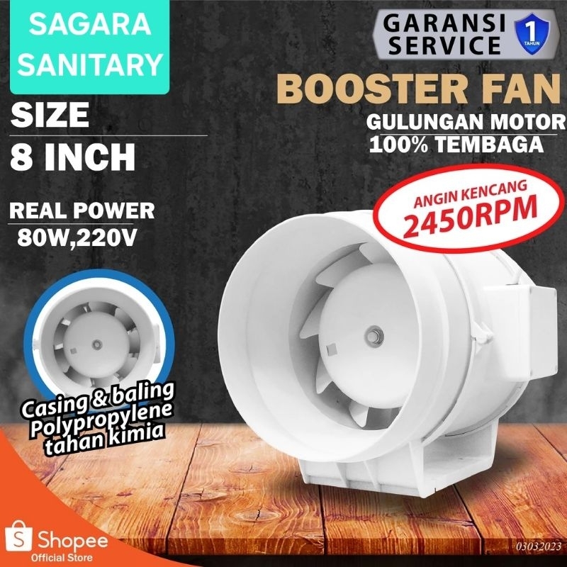 Jual blower penghisap asap dapur 8 in / inline duct 8" / exhaust fan 8 ...