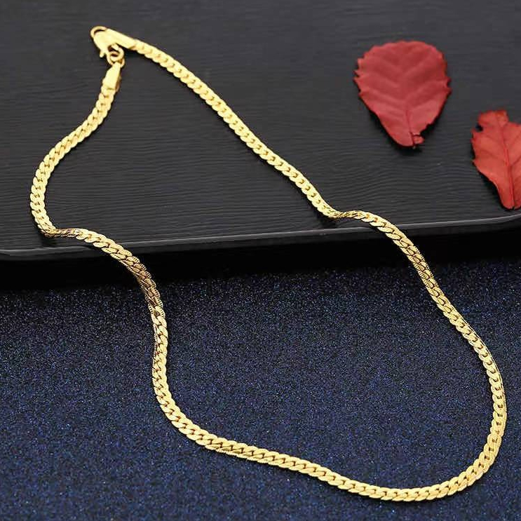 Jual KALUNG TITANIUM SISIK MOTIF GOLD MODEL LINED THICK CUBAN NECKLACE ...