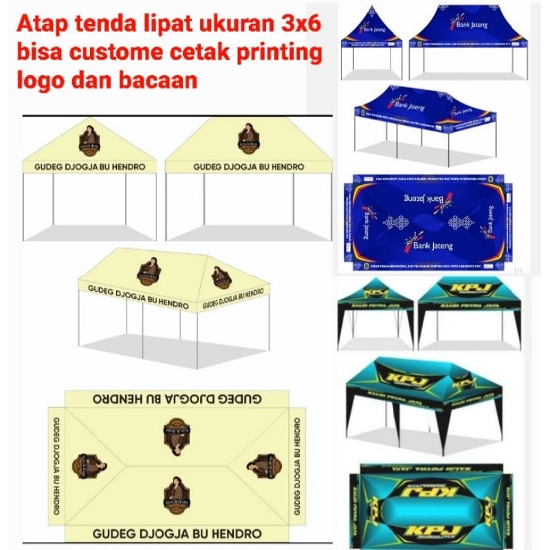 Jual Atap tenda lipat ukuran 3x4,5 3x6 bisa custom warna atap logo dan ...