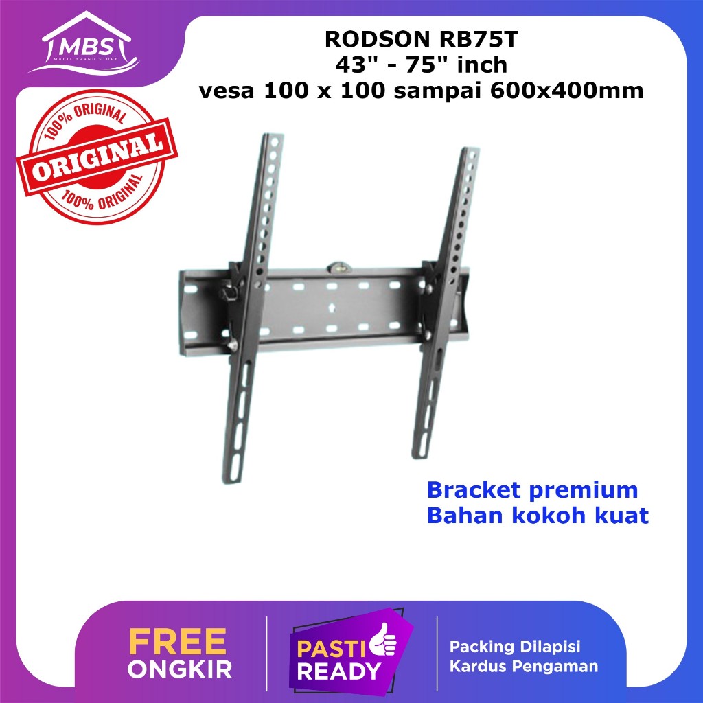 Jual Rodson RB75T Bracket dinding tv monitor 43 49 50 55 60 65 70 75 ...