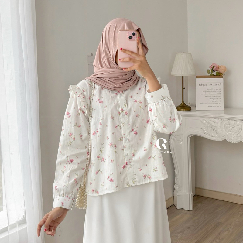 Jual Ghamara • MONA BLOUSE | korean blouse | atasan bunga wanita ...