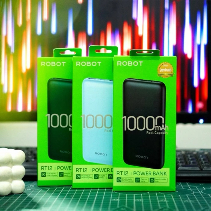 Jual Power Bank ROBOT RT12 Powerbank 10.000mAh Dual Input Port Type C Cable Kabel Micro | Shopee ...