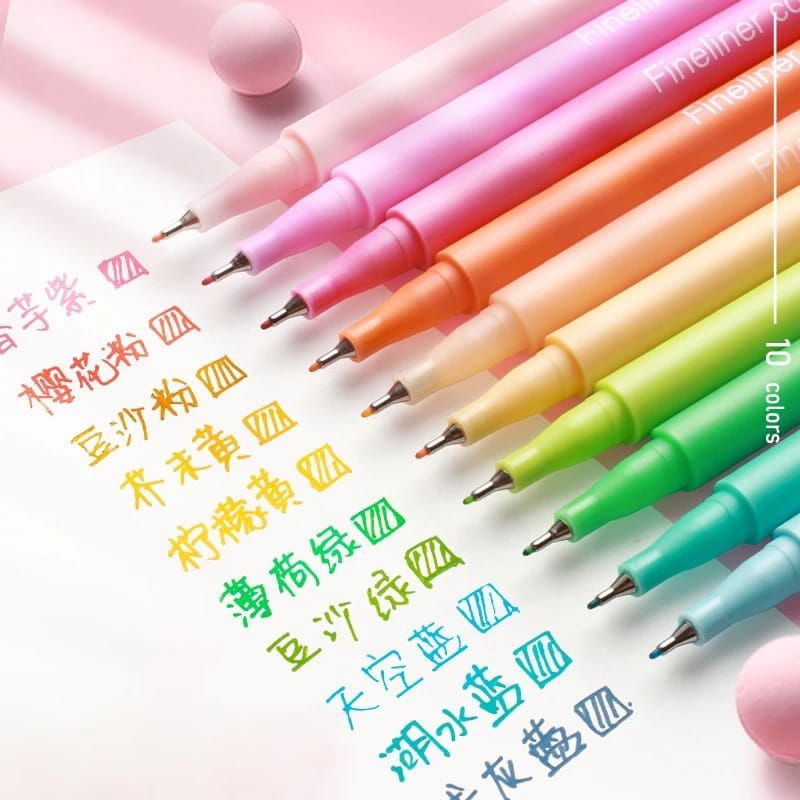 Jual Pena Set isi 10 Pcs / Pena Gel Warna Warni Aesthetic / Pena Alat ...