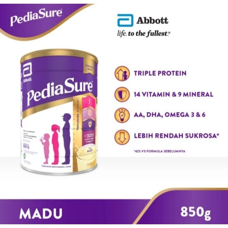 Jual Pediasure Triplesure Vanila / Madu 400g - 850g Nutrisi Pertumbuhan Usia 1-10th | Shopee ...