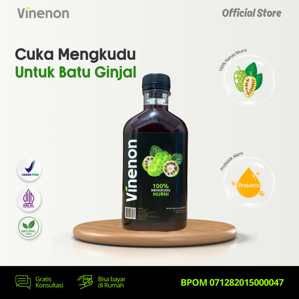 Jual VINENON Cuka Mengkudu - Ampuh Kecilkan Batu Ginjal - 300ml - Halal ...