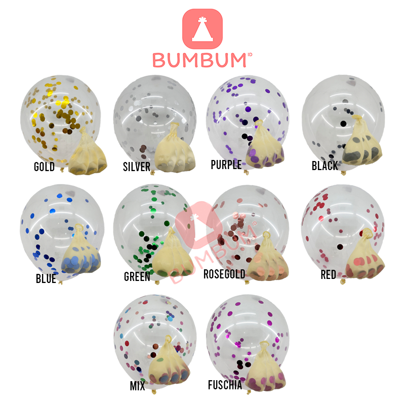 Jual [1 PCS] Balon Transparan isi Confetti 12 Inch Premium Quality ...
