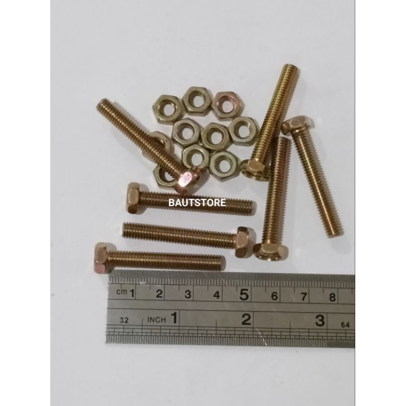 Jual Baut Mur Kuning/BMK - Baut 10/M6 x 40mm (Paket 25pcs) | Shopee Indonesia