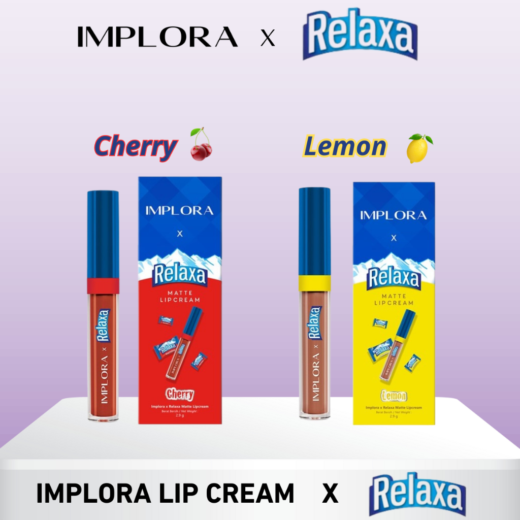 Jual IMPLORA Relaxa Lip Cream Cherry & Lemon | Tranferproof | tahan ...